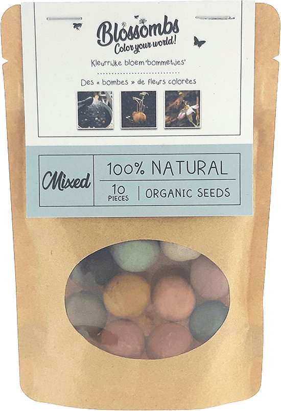 Blossombs Zaadbommetjes in Kraft Zak - 10 Bloembommetjes - Mix - Cadeau ...