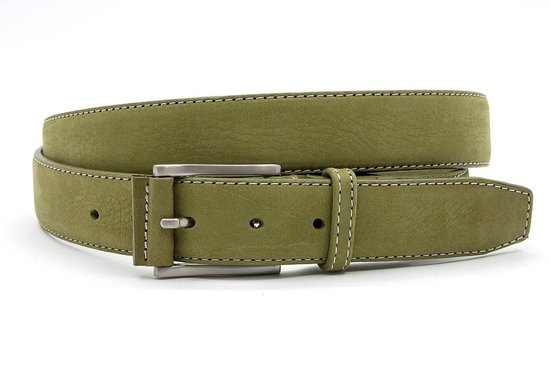 JV Belts Olijfgroene nubuck riem - heren en dames riem - 3.5 cm breed ...