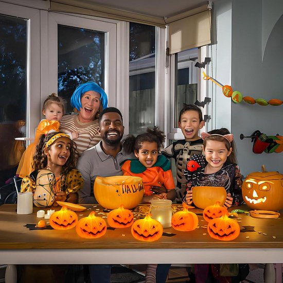 12 stuks led pompoenlampen - Halloween mini pompoen lantaarn ...