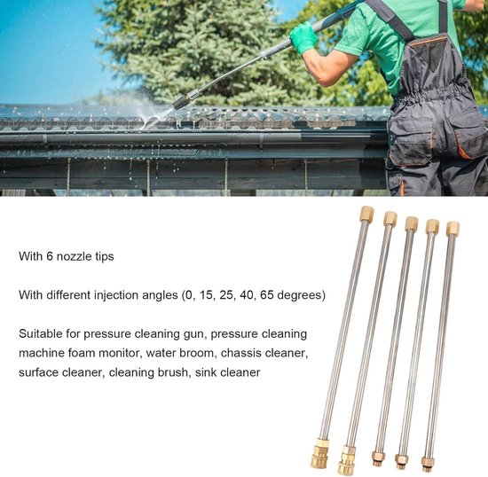 Verlengstuk Hogedrukreiniger Met 5 Rechte en 3 Gebogen Stangen Lans - 6 ...