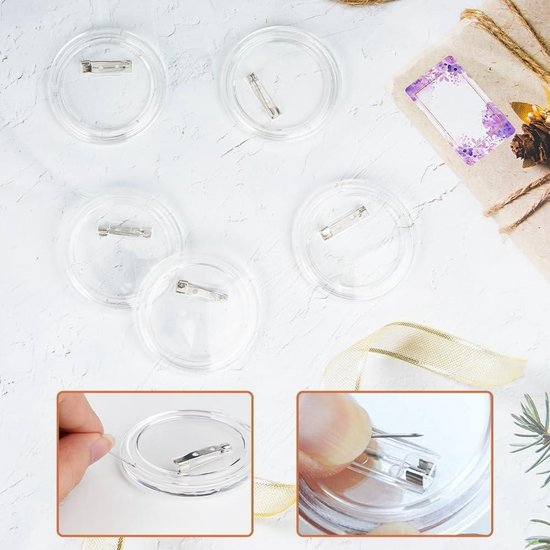 20 Pcs Transparent Acrylic Buttons with Safety Pin for DIY Projects and ...
