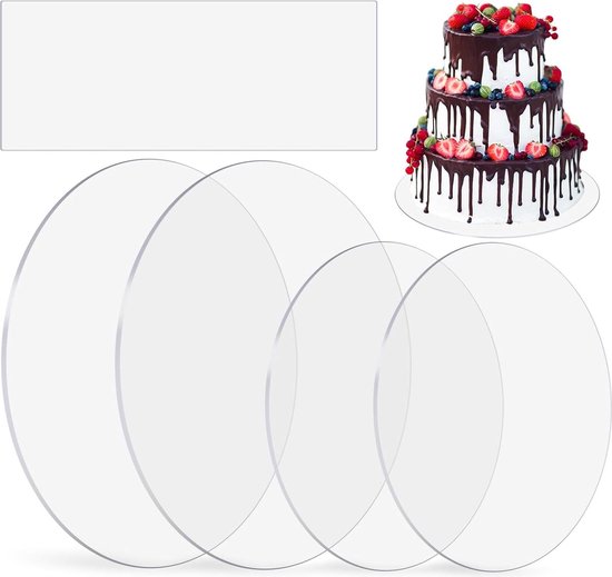 Acrylic Round Cake Tray Stand - Adhesive Reusable Cake Plate Pad | bol