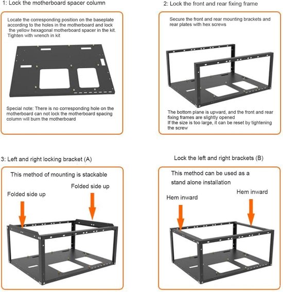 Gaming Computerkast ATX Open Moederbord Rack 435x340x195mm voor EATX ...