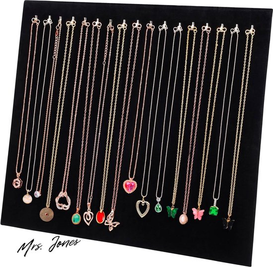 Mrs. Jones Black Velvet Necklace Holder Display Stand with 17 Hooks ...