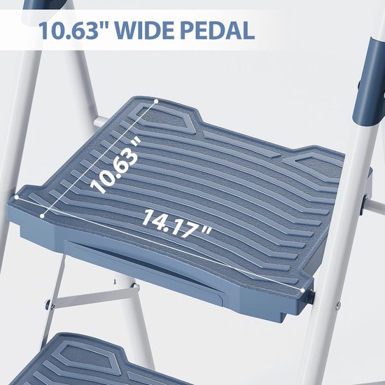 Stevige 3-traps opvouwbare ladder met leuning en antislip pedalen ...