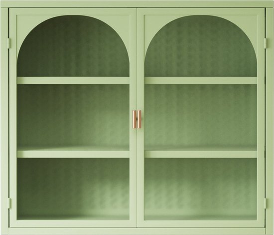 Merax Wandkast – Moderne Wandkast met Glazen Deuren - 3 Lagen ...