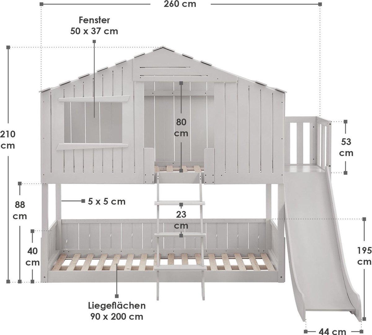 Kinderbed - Boomhut - 90 x 200 cm - Wit | bol