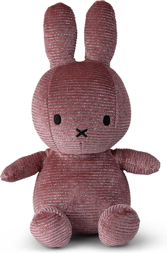 Miffy Sitting Corduroy Sparkle Pink - 23 cm - 9'' | bol.com
