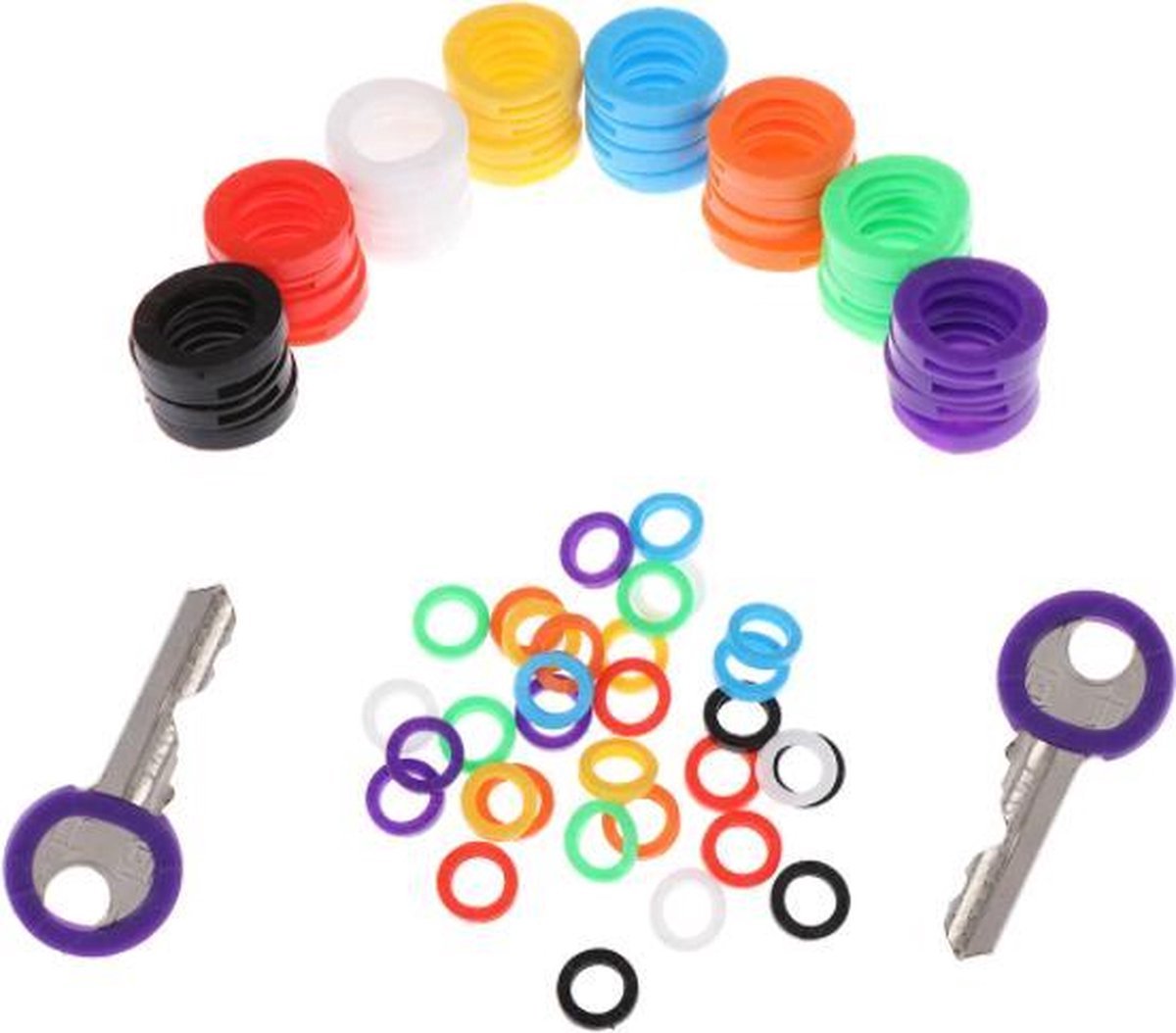***Sleutel ringen - set van 10 stuks - ringen gekleurd - sleutel ...