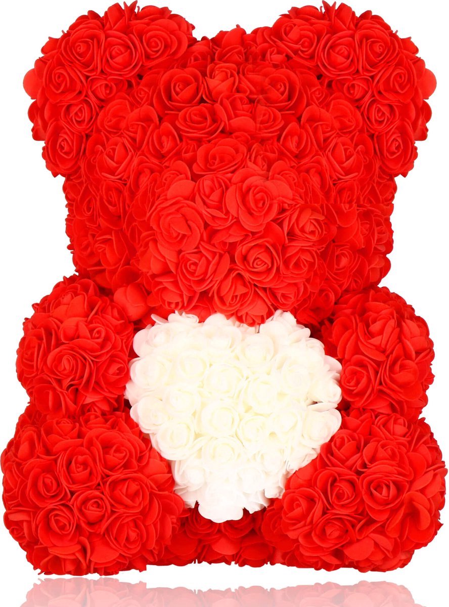 Rozen Beer Rood met Wit Hart 30 cm| Rozen liefdes Teddybeer voor jou ...