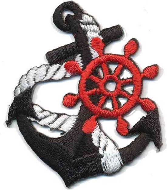 Strijkembleem - Patch - Anker - Zwart 4,5cm | bol