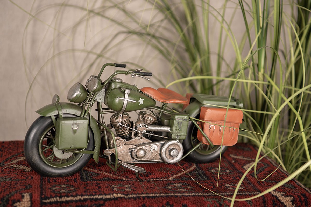 Clayre & Eef Decoratie Miniatuur Motor 38x15x19 cm Groen Ijzer ...