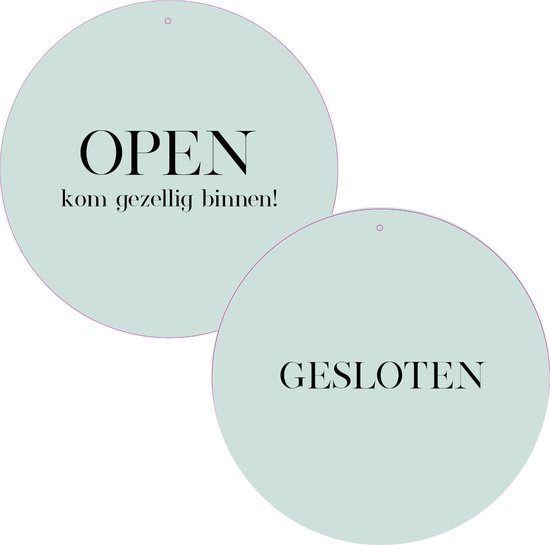 Open / Gesloten Bordje voor winkel of bedrijf Mint | Deurbordje | 30 cm ...
