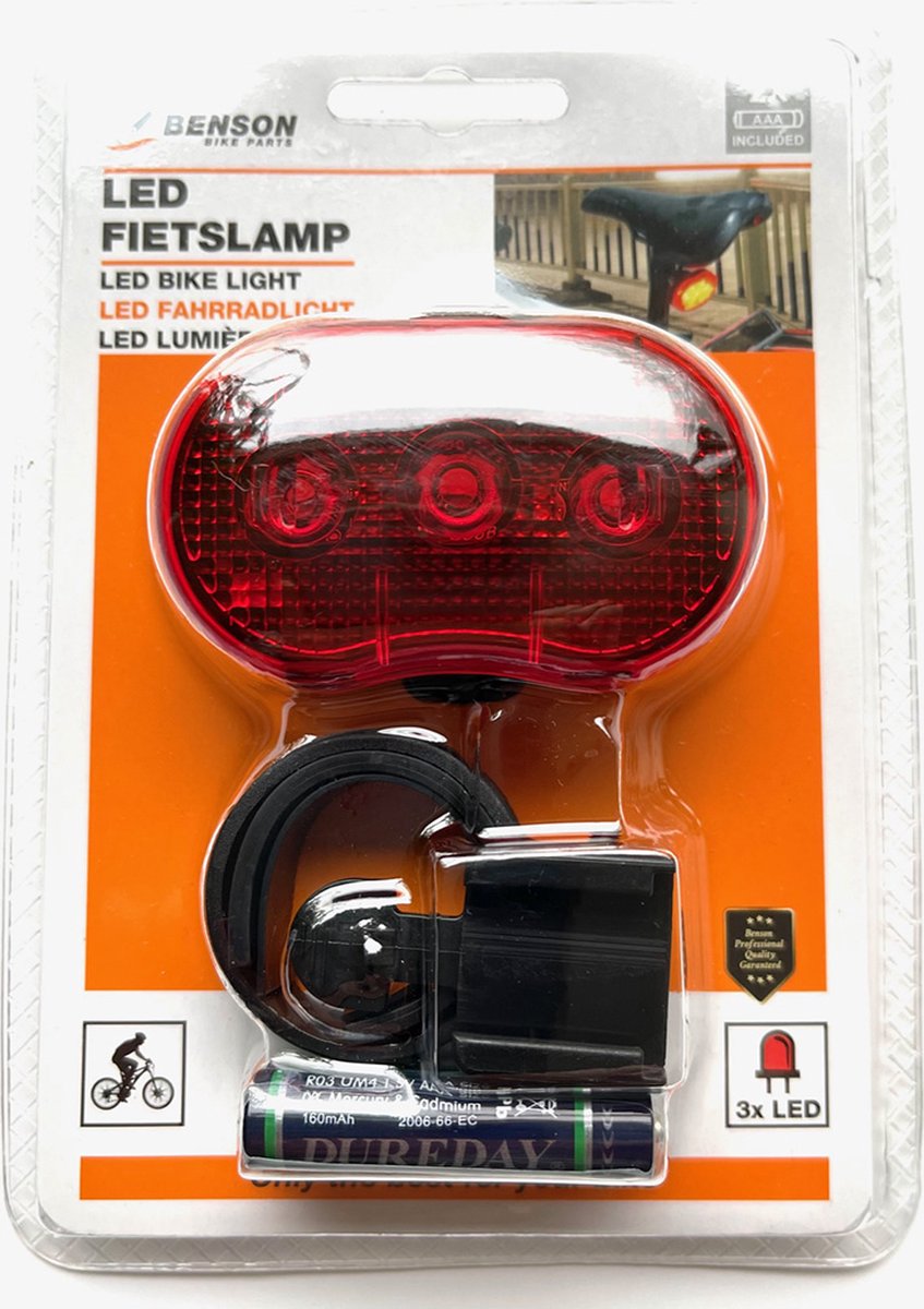 Fiets achterlicht - 3 functies - Knipperlicht rood - Achterlicht - Rood ...