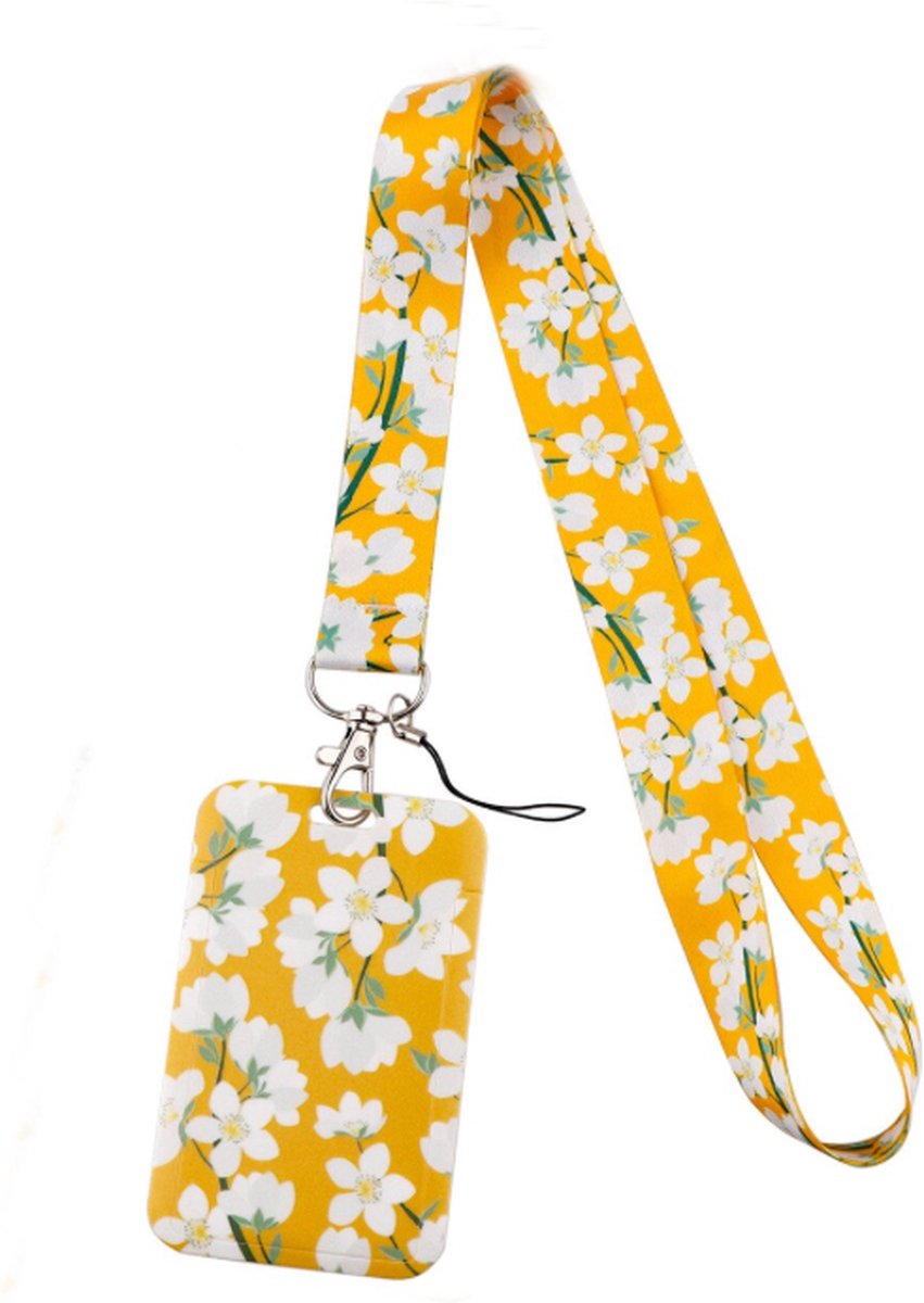 Pashouders - keycord met pashouder yellow flowers - badgehouder | bol.com