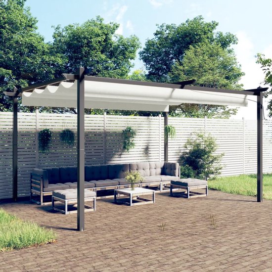 Prolenta Premium - Tuinprieel met uittrekbaar dak 4x3 m crèmekleurig ...