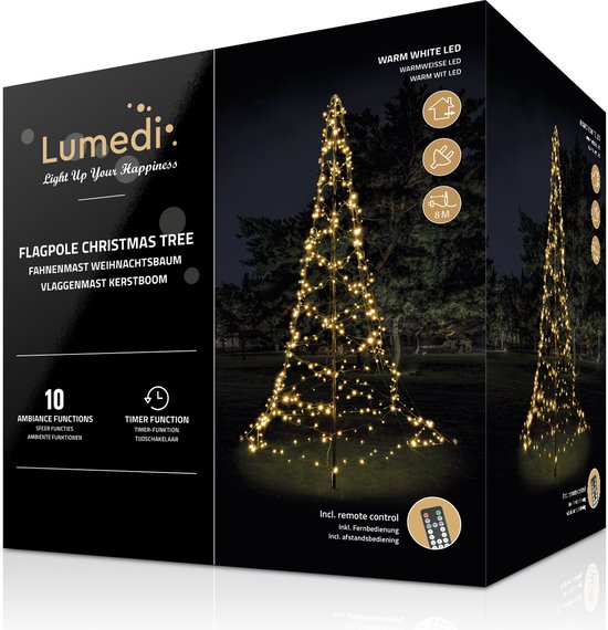 Lumedi 2000 | 600cm | Vlaggenmast kerstboom verlichting | 2000 Warm Wit ... Lumedi 2000 | 600cm | Vlaggenmast kerstboom verlichting | 2000 Warm Wit ...