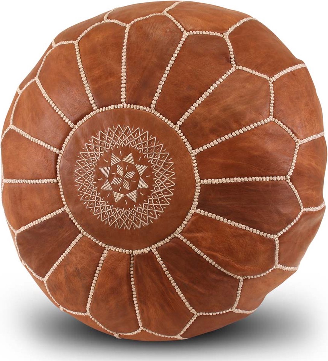 Safaary - Poef Leer Natural Rond - 50x50 CM | bol.com