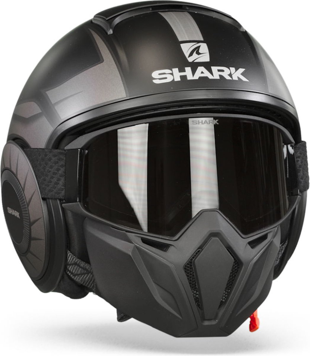 SHARK STREET DRAK TRIBUTE RM Motorhelm jethelm Mat Zwart Chroom Zilver - Maat XS | bol.com