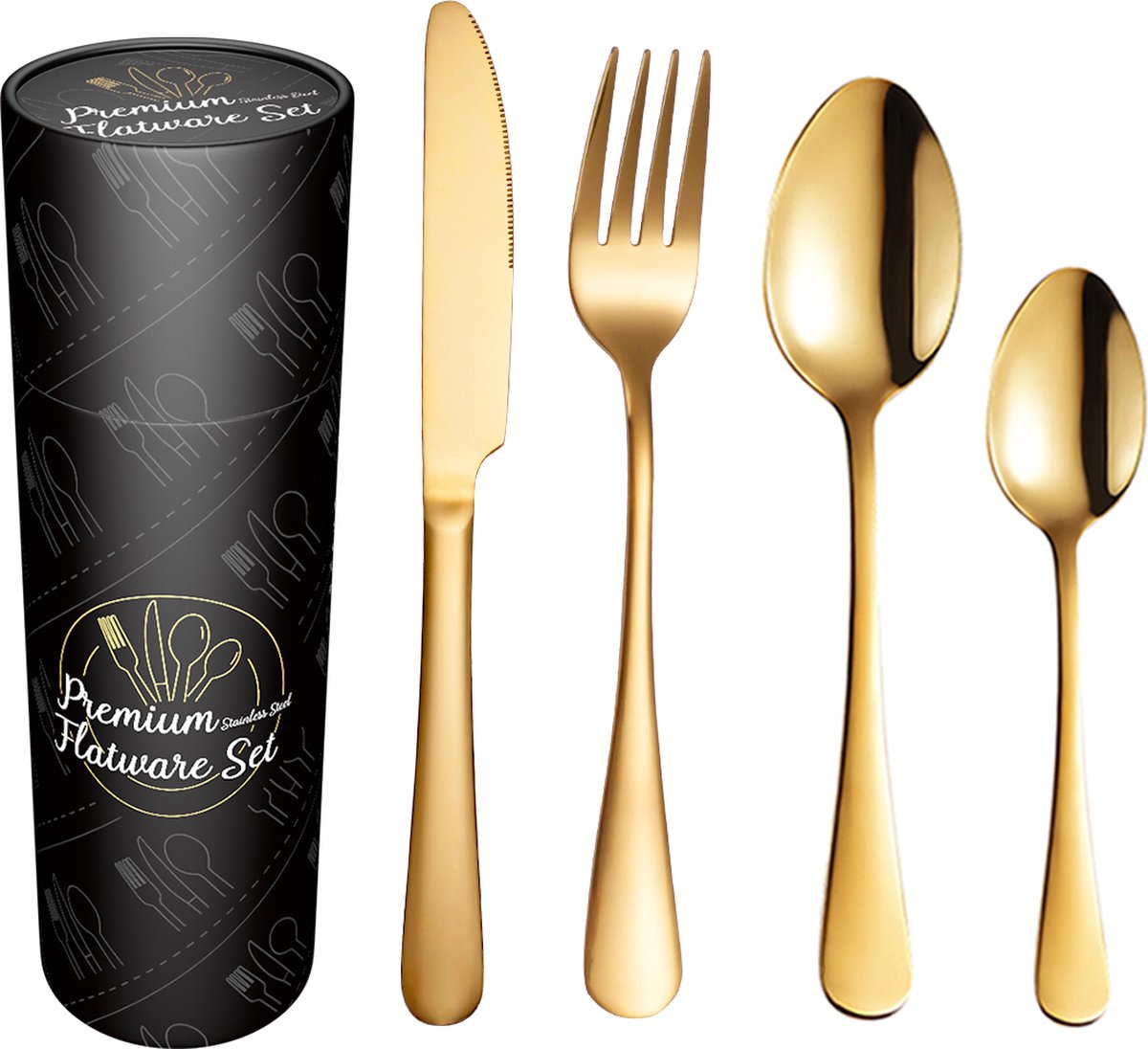 Bestekset 24-Delig RVS Goud - Vaatwasserbestendig - Bestek voor 6 ...