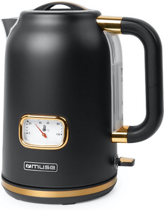 MS-030BC - Muse elektrische waterkoker, 1,7 L, zwart/messing | bol