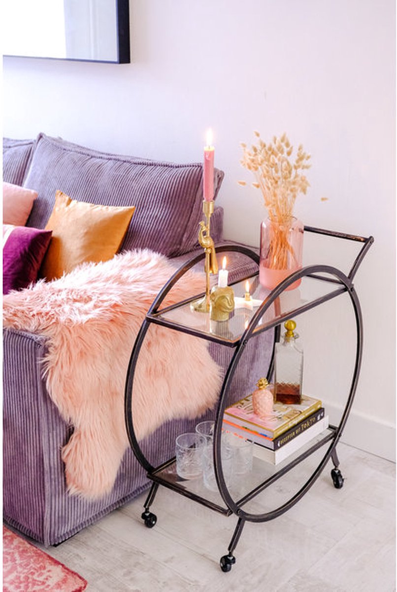 HEOO Trolley Woonkamer Zwart Wieltjes Vintage | bol.com