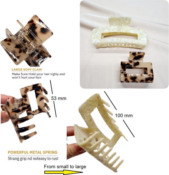 Dames Haarklemmen 2 stuks-Combiset1x53mm,1x100mm Hairclip Craw two pieces- Youhomy... | bol.com