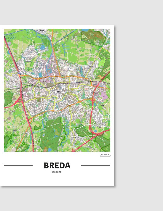 Stadskaart - Breda - plattegrond - A4 - Dibond - in reliëf | bol.com