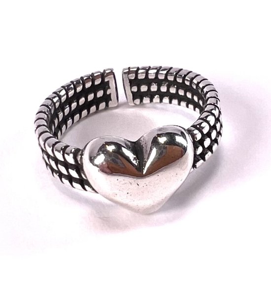 RVS Ring - Hartje - Verstelbaar - Dames - Lieve Jewels | bol.com