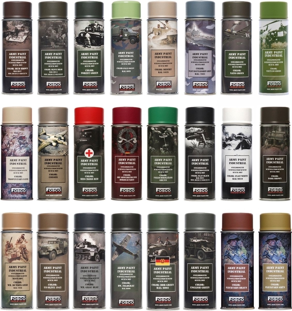 Fosco - Spuitbus legerverf - Mat groen - Nato Green - 400ml | bol