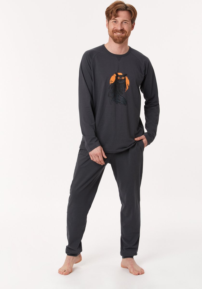 Woody pyjama jongens/heren - antraciet - uil - 222-2-QRL-Z/176 - maat ...