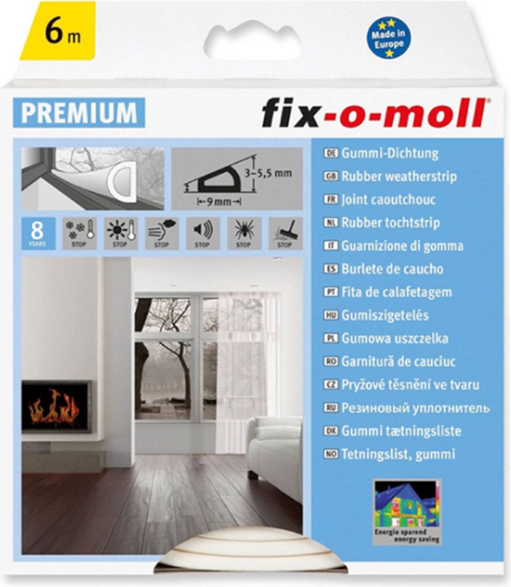 Fix-o-moll rubber tochtstrip D-profiel zelfklevend 6m 9x5,5mm | bol.com
