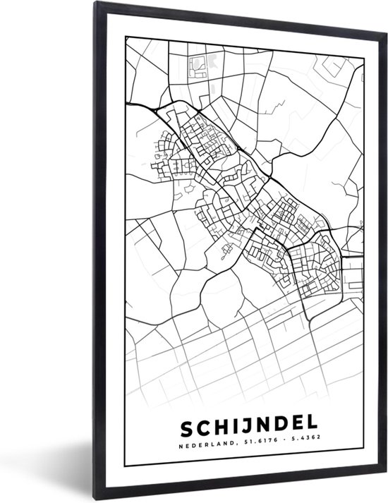 Fotolijst incl. Poster - Stadskaart - Schijndel - kaart - plattegrond ...