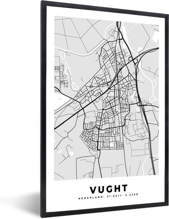 Fotolijst incl. Poster - Plattegrond - Vught - Kaart - Stadskaart ...
