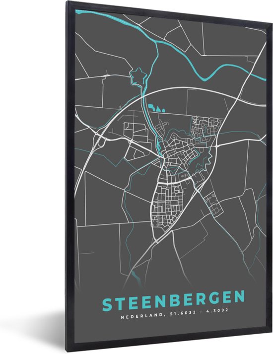 Fotolijst incl. Poster - Steenbergen - Plattegrond - Kaart - Stadskaart ...