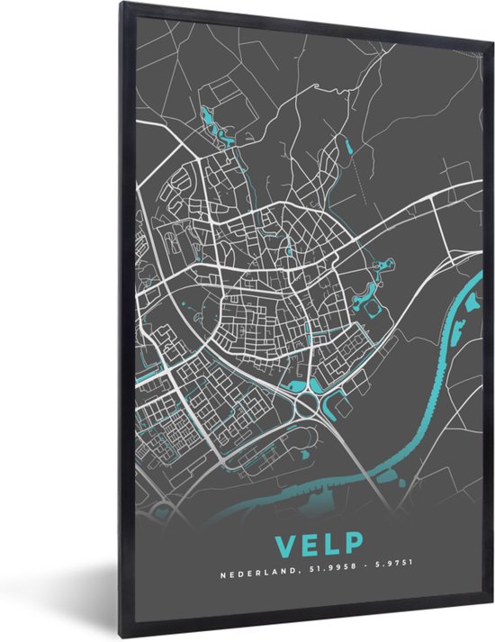 Fotolijst incl. Poster - Velp - Stadskaart - Plattegrond - Kaart ...