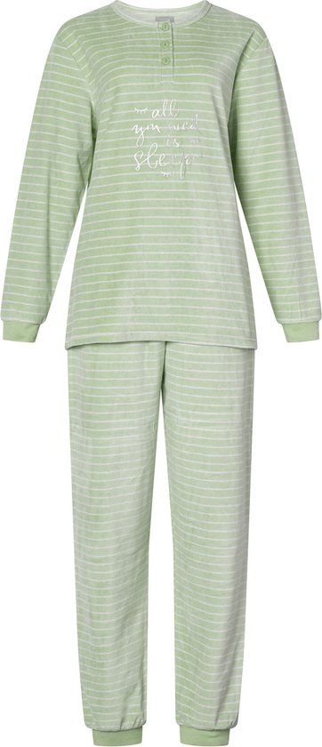 Cocodream dames pyjama velours - 651362 - Groen - XL | bol.com