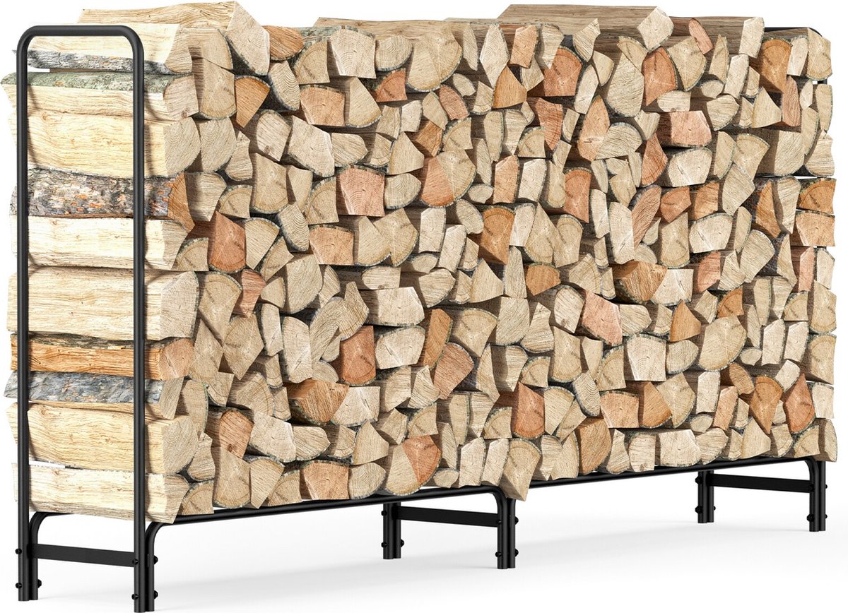Brandhout Stapel Opslag Rekken - Zwart 8ft - Outdoor Brandhout Log Rack ...