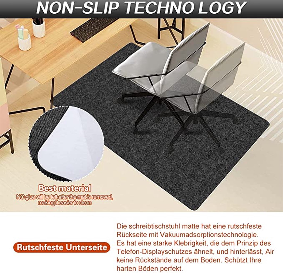 Bureaumat - Vloerbescherming - 90x140cm - Bureaustoel Vloermat - Voor ...