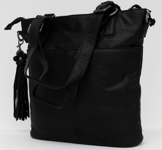 Bag2Bag Stoere Lederen Shopper Lena Zwart | bol.com