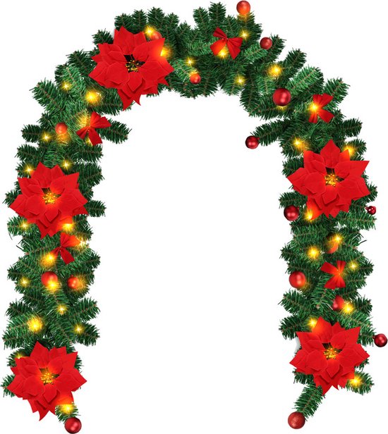 9ft (2,7M) Pre-lit kunstmatige kerstslinger, met warm wit verlichting ...