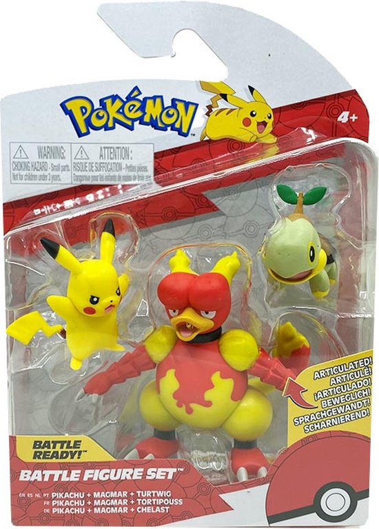 Pokemon Battle Figure 3-Pack - Pikachu, Magmar, Turtwig | bol