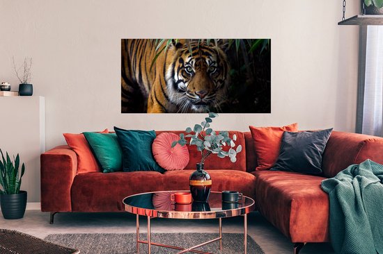 Poster Tijger - Bladeren - Jungle - Dieren - Wild - 120x60 cm | bol.com