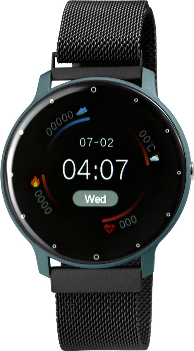 Smartwatch van het merk Timetech -Sporthorloge zwart/blauw met metalen band-... | bol.com
