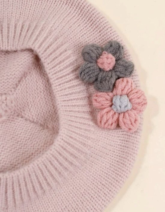 Kinder baret roze met bloemen | bol