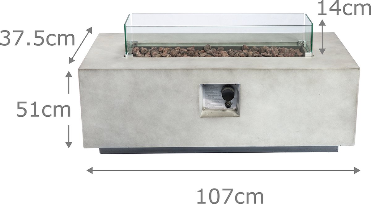 Teamson Home Rechthoekige Beton Propaan Gas Vuurtafel - Vuurkorf Buiten ...