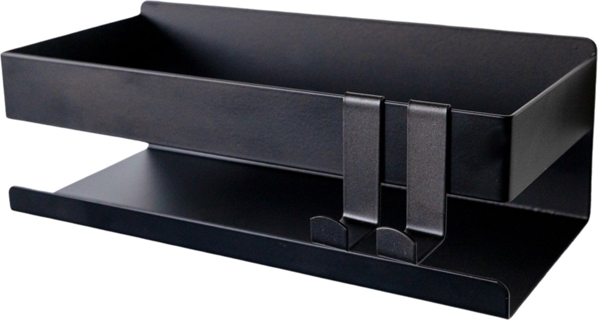 Douche Rek Mat Zwart - Zelfklevend - Zwart RVS - Doucherekjes - Douche ...