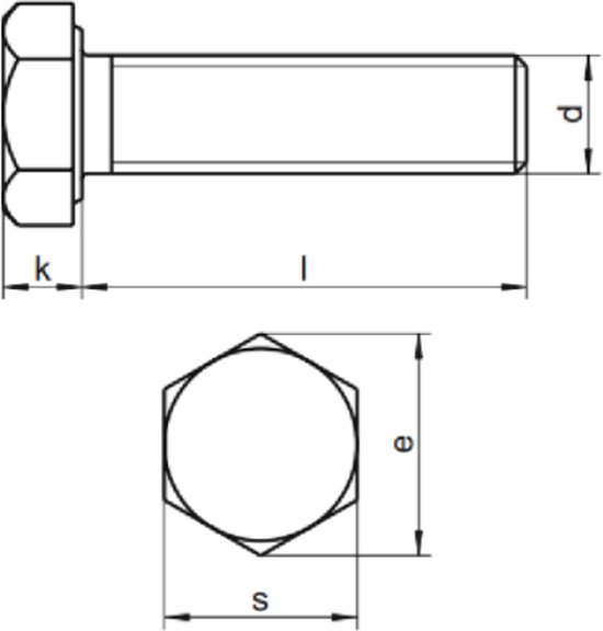 Zeskanttapbout M4x20 volledig draad - Rvs 316 - DIN 933 - Per 100 stuks ...