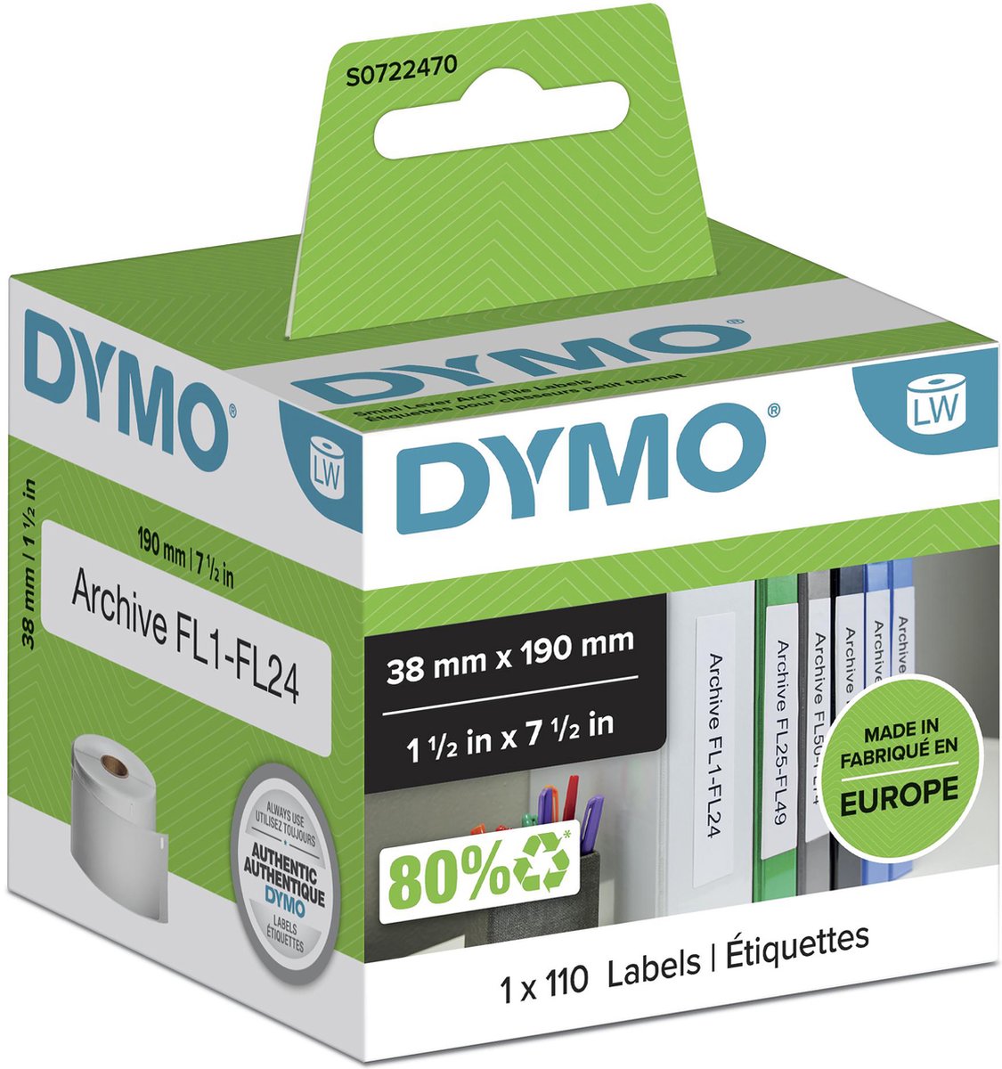 DYMO originele LabelWriter multifunctionele/LAF labels | 38 mm x 190 mm ...