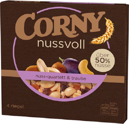Nutty Nut Quat/Grape Corny Bars 4 repen van elk 24 g - 12 x 96 g doos | bol
